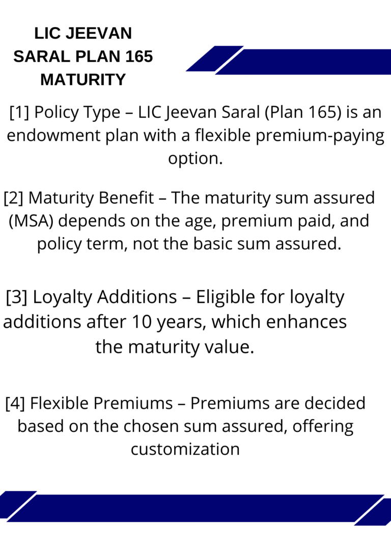 LIC Jeevan Saral Plan 165 Maturity Calculator Excel Tool