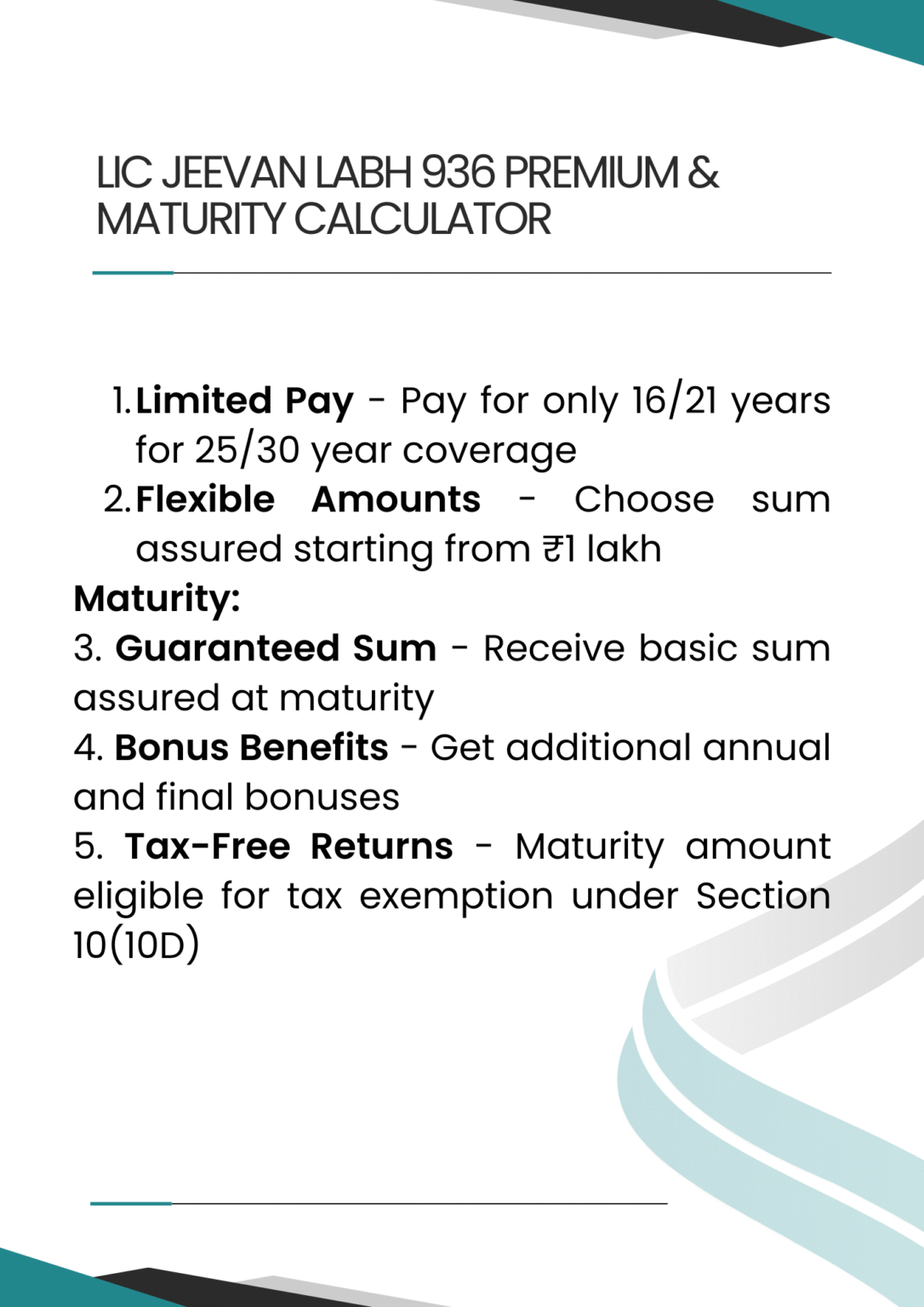 LIC Jeevan Labh 936 Premium & Maturity Calculator 2025 – Smart Wealth Guide